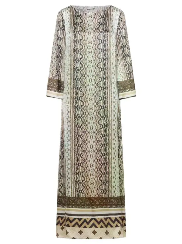PIERRE-LOUIS MASCIA Mutka Geometric Floral Midi Dress - Neutrals