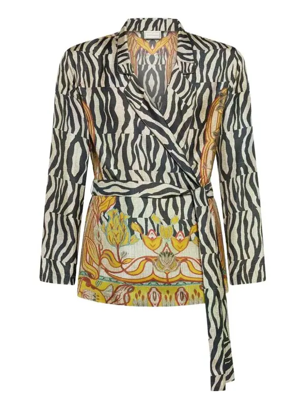 PIERRE-LOUIS MASCIA Aloe Zebra Floral Jacquard Jacket - Neutrals