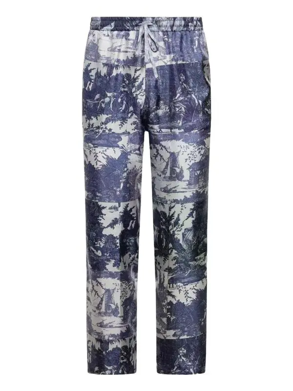 PIERRE-LOUIS MASCIA Aloe Toile-de-jouy-print Trousers - Blue