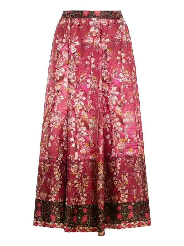 PIERRE-LOUIS MASCIA Floral A-line Midi Skirt - Pink