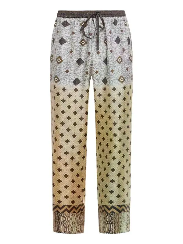PIERRE-LOUIS MASCIA Geometric Silk Trousers - Neutrals