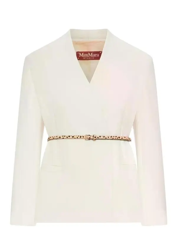 Max Mara Belted V-neck Jacket - Neutrals