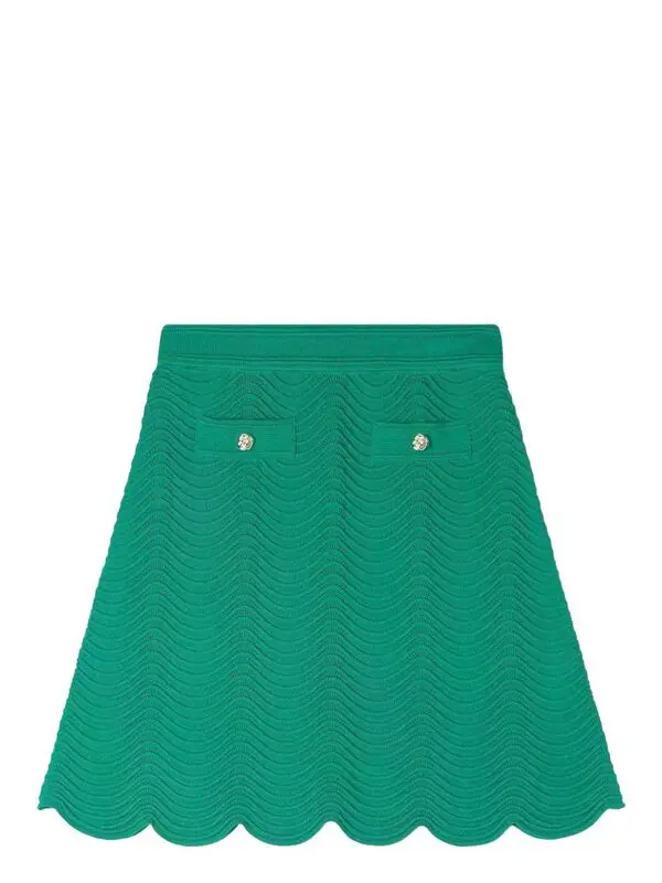 Sandro Wave-pattern Knitted Skirt - Green