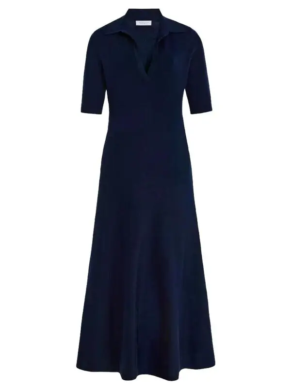 Gabriela Hearst Bradley V-neck Midi Dress - Blue