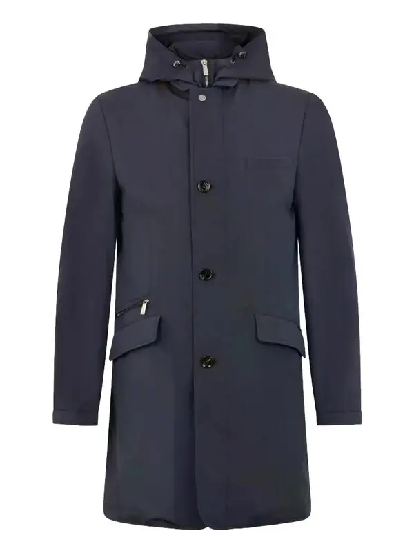 MOORER Dustin Hooded Coat - Blue