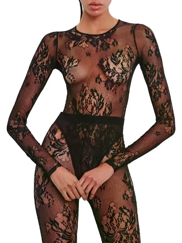Wardrobe.NYC Floral Lace Body - Black