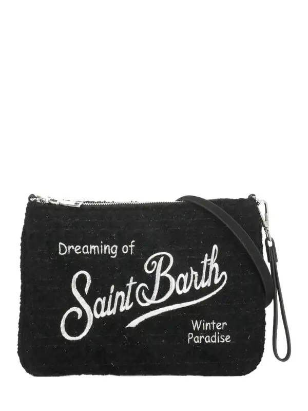 MC2 SAINT BARTH Tweed Embroidered Clutch - Black