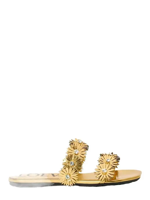 Loewe Flower-embellished Flat Sandals - Gold