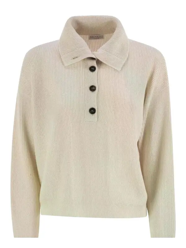 Brunello Cucinelli Buttoned Short-sleeve Polo Top - Neutrals