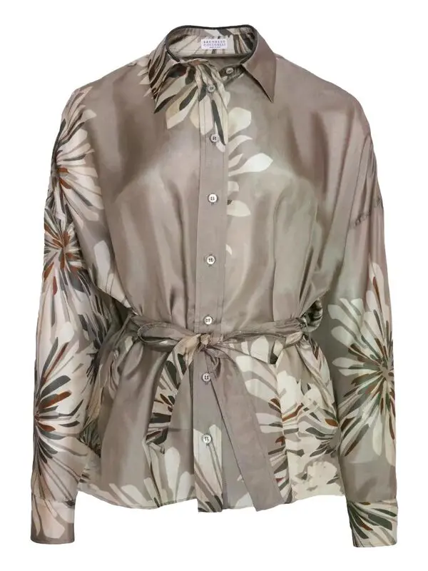 Brunello Cucinelli Floral-print Shirt - Neutrals