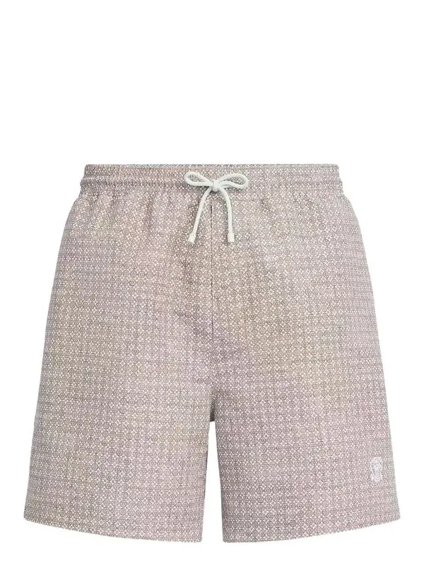 Brunello Cucinelli Patterned Swim Shorts - Neutrals