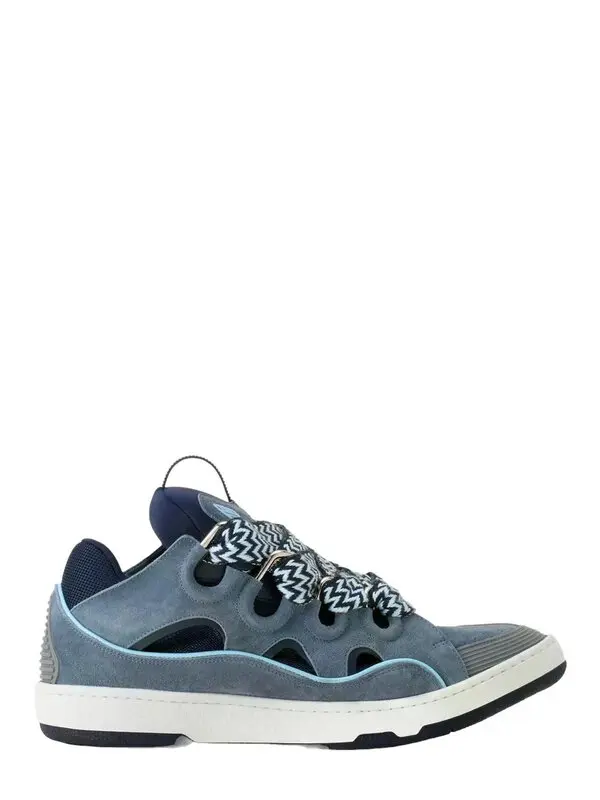 LANVIN Curb Cut-out Laced Sneakers - Blue