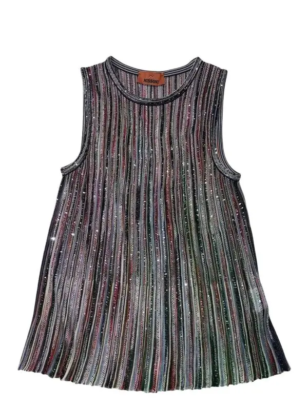Missoni Sequin-embellished Striped Top - Grey