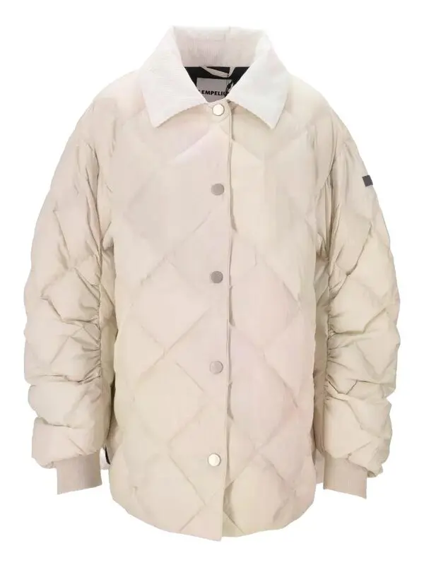 LEMPELIUS Quilted Jacket With Corduroy Collar - Neutrals