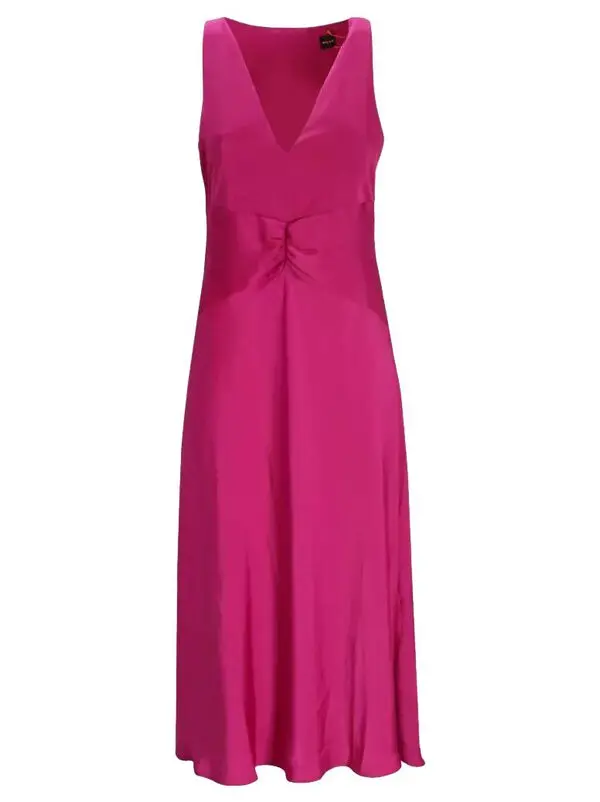 BOSS Twisted V-neck A-line Midi Dress - Pink