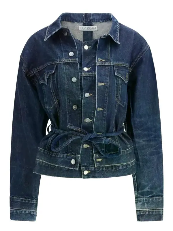 E.L.V. DENIM Belted Ridley Jacket - Blue