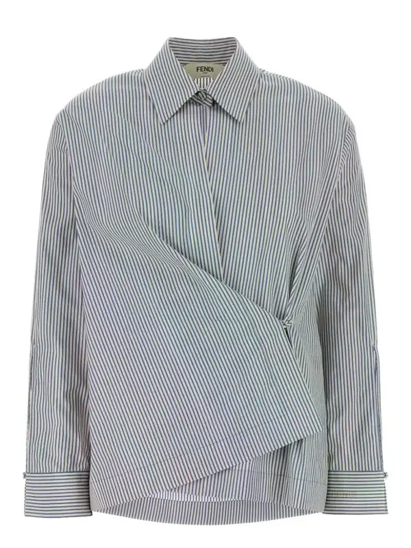 Fendi Striped Poplin Shirt - Blue