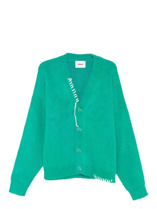 BONSAI V-neck Oversized Cardigan - Green