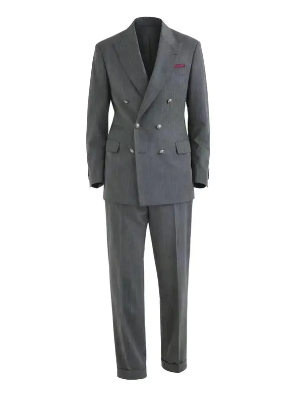 Brunello Cucinelli Pinstripe Double-breasted Suit - Grey
