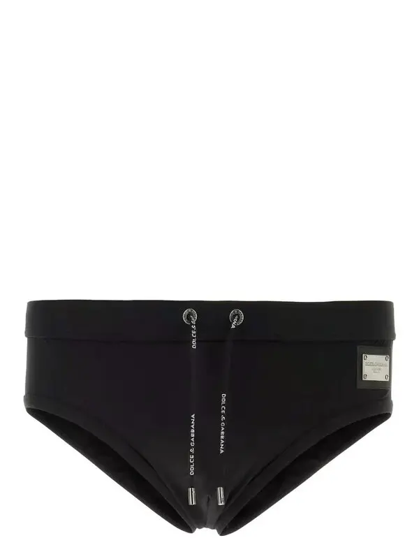 Dolce & Gabbana Logo-plaque Swim Trunks - Black