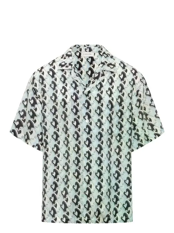 LANVIN Cuban-collar Patterned Shirt - White