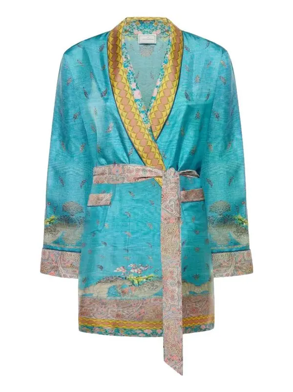 PIERRE-LOUIS MASCIA Paisley-print Coat - Blue