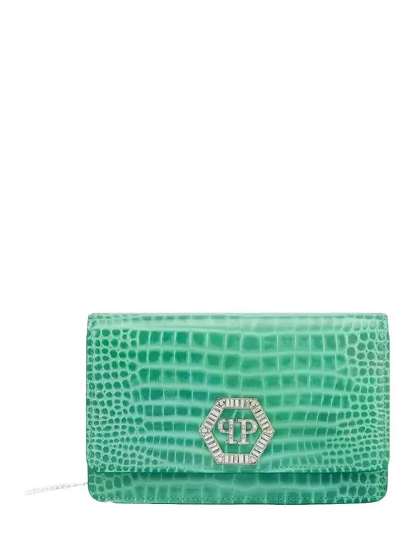 Philipp Plein Hexagon Logo Chain-strap Clutch - Green
