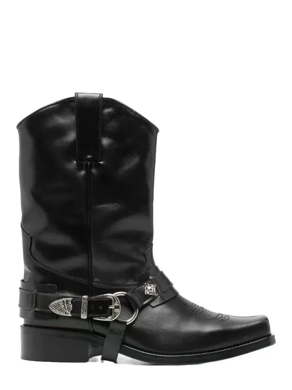 TOGA VIRILIS Harness Detail Leather Boots - Black