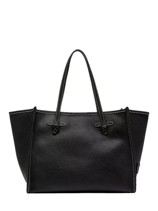 GIANNI CHIARINI Marcella Topstitch Knot Detail Tote - Black
