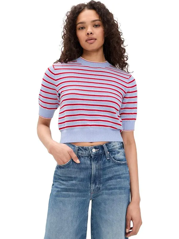 Madewell Ella Stitch Stripe Tee - Light Blue Trio Stripe