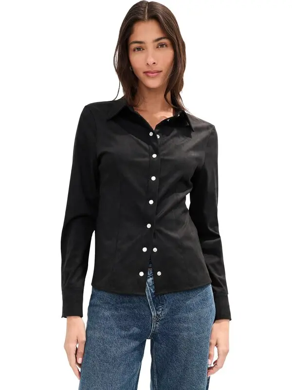 LE BOP Jolene Faux Suede Shirt - Black