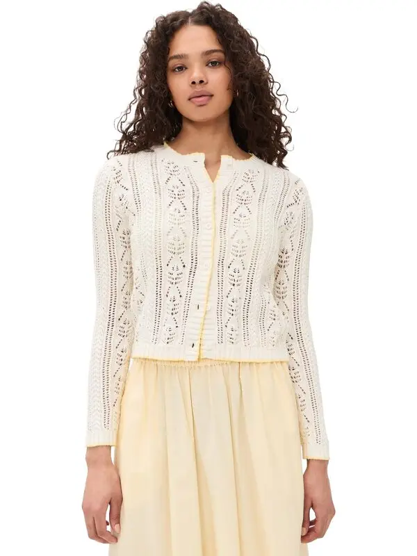 Velvet By Graham & Spencer Daisy Knit Cardigan - Ivory