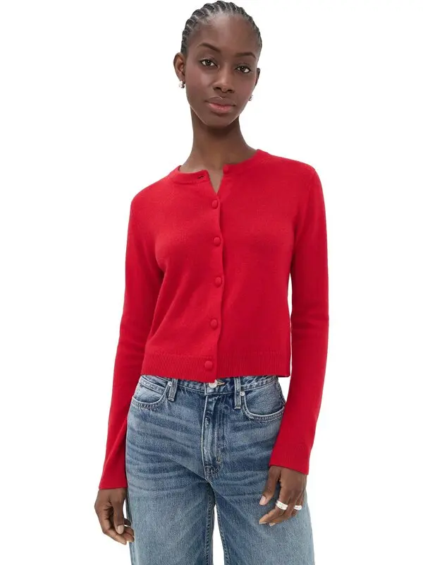 Velvet By Graham & Spencer Nolie Cashmere Cardigan - Red