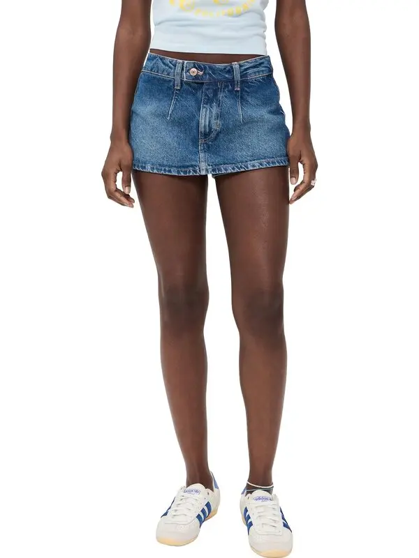 Free People Galivanting Denim Skort - Blue Rebel