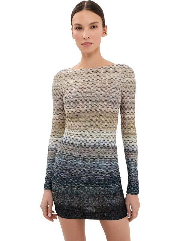 Missoni Long Sleeve Metallic Mini Dress - Blue Tones