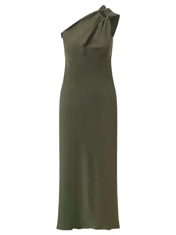 Max Mara One-shoulder Knotted Midi Dress - Green