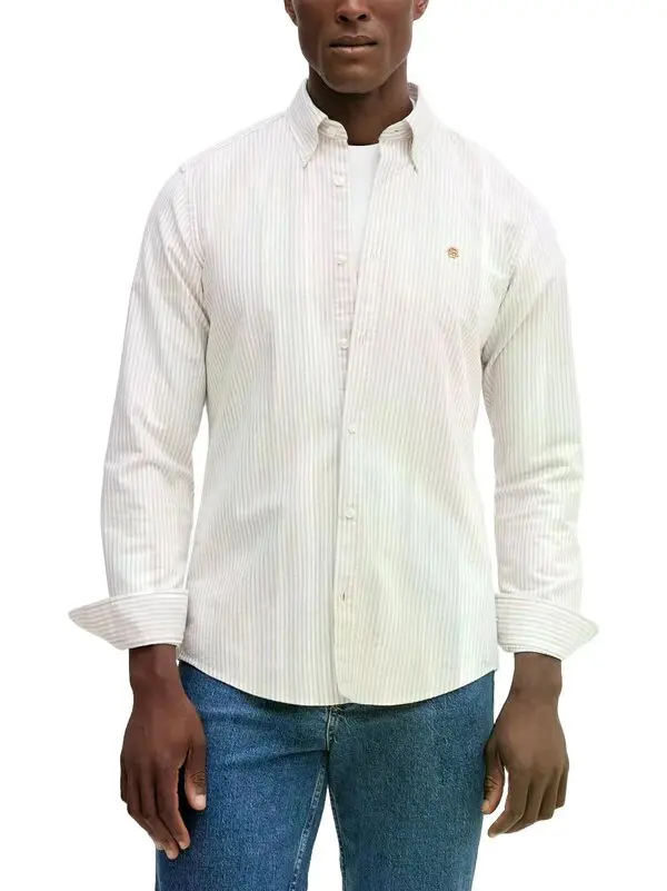 BOSS Striped Logo Shirt - White