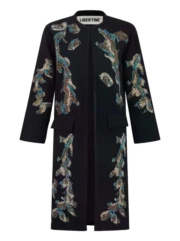 Libertine Trail Of Leaves Embellished Coat - Black
