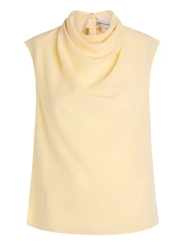 Another Tomorrow Draped Silk Top - Beige