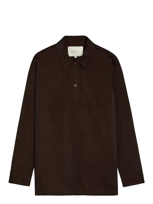 Studio Nicholson Pinole Nylon And Wool-blend Shirt - Brown