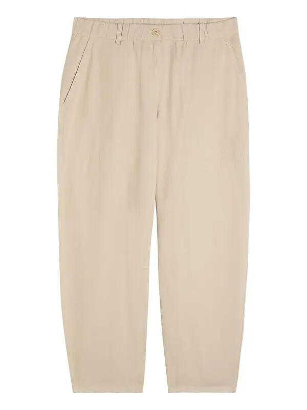 Eileen Fisher Barrel-leg Cotton Trousers - Beige
