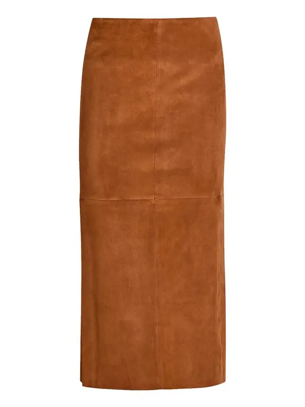 Stouls Winona Split-hem Suede Midi Skirt - Tan