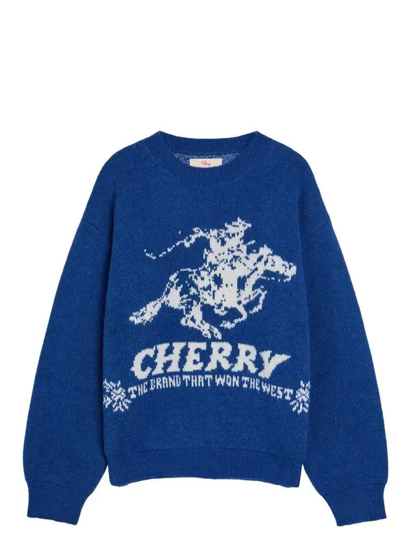 CHERRY LOS ANGELES Won The West Intarsia Alpaca-blend Jumper - Blue