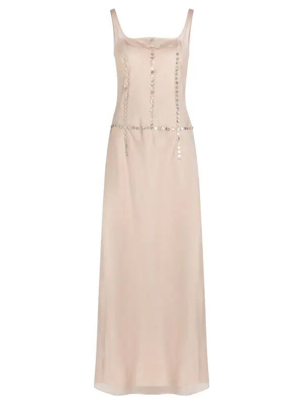 Staud Embellished Silk-chiffon Midi Dress - Light Pink