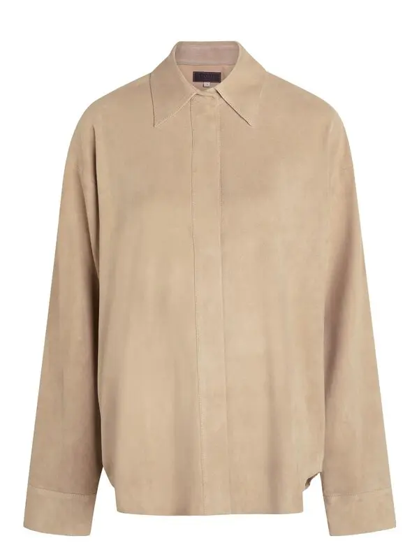 Stouls Simone Oversized Suede Shirt - Beige