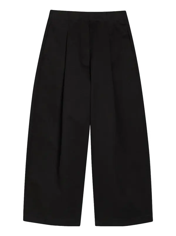 Studio Nicholson Peached Wide-leg Cotton-twill Trousers - Black