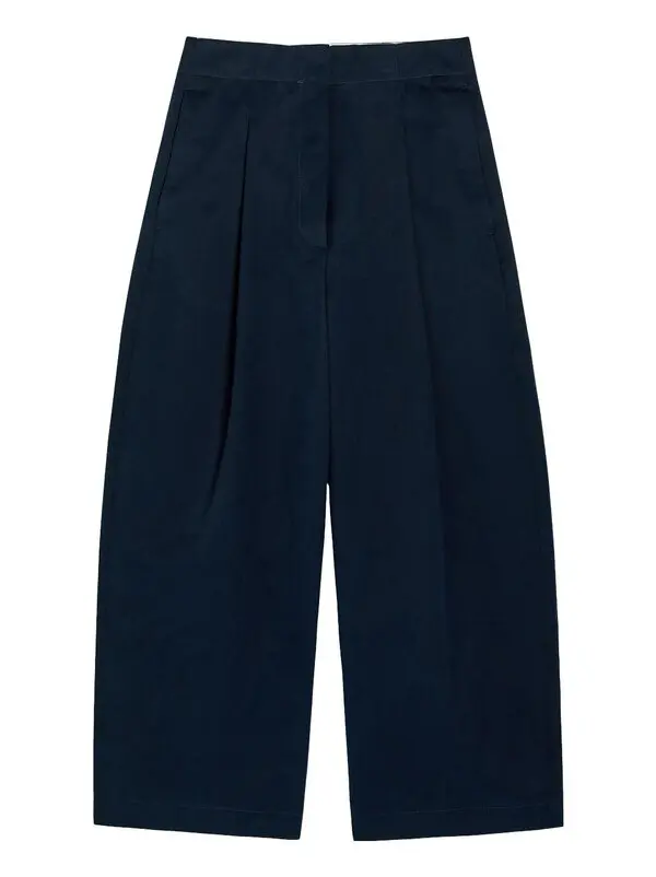 Studio Nicholson Peached Wide-leg Cotton-twill Trousers - Navy