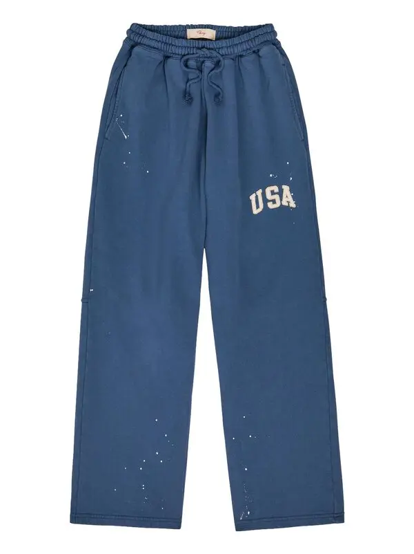 CHERRY LOS ANGELES Usa Appliquéd Cotton Sweatpants - Blue