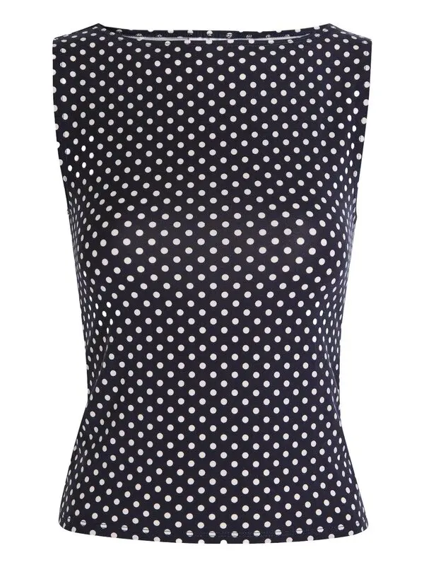 REFORMATION Polka Dot Stretch-jersey Top - Black And White