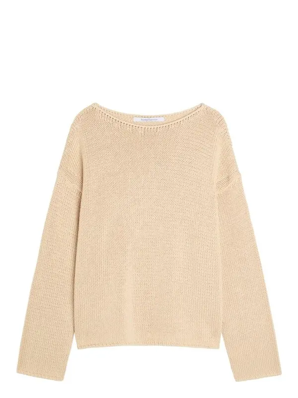 Another Tomorrow Draped Ribbed Cotton-knit Jumper - Beige